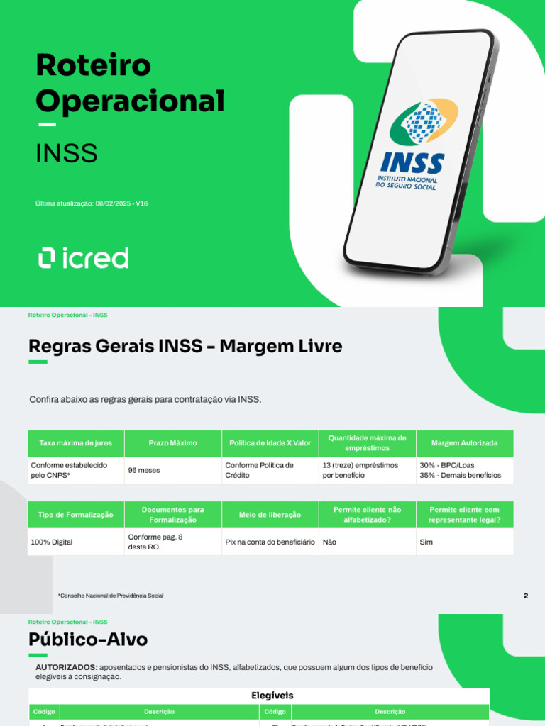 INSS - ICRED - EMPRÉSTIMO - ROTEIRO OPERACIONAL | PDF | Empréstimos | Crédito