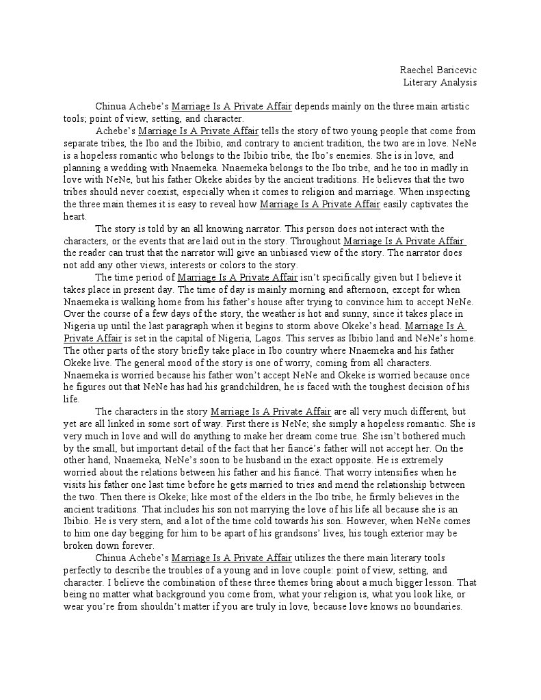 Marriage is a Private Affair | Igbo People | Narration