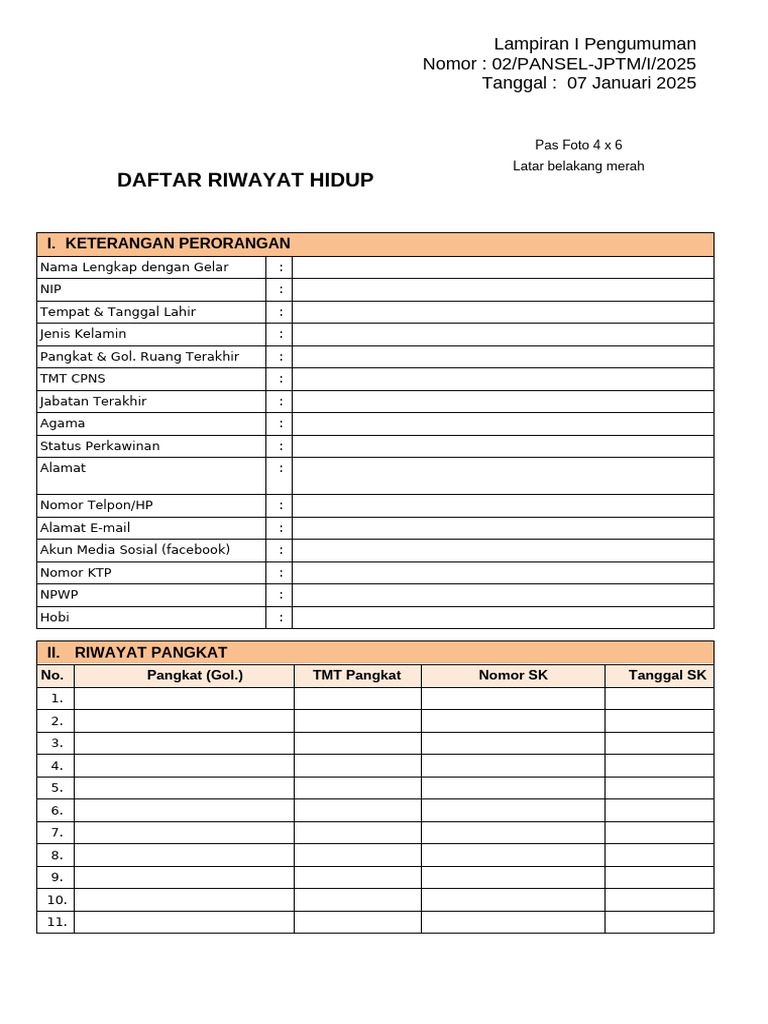 Format Daftar Riwayat Hidup | PDF