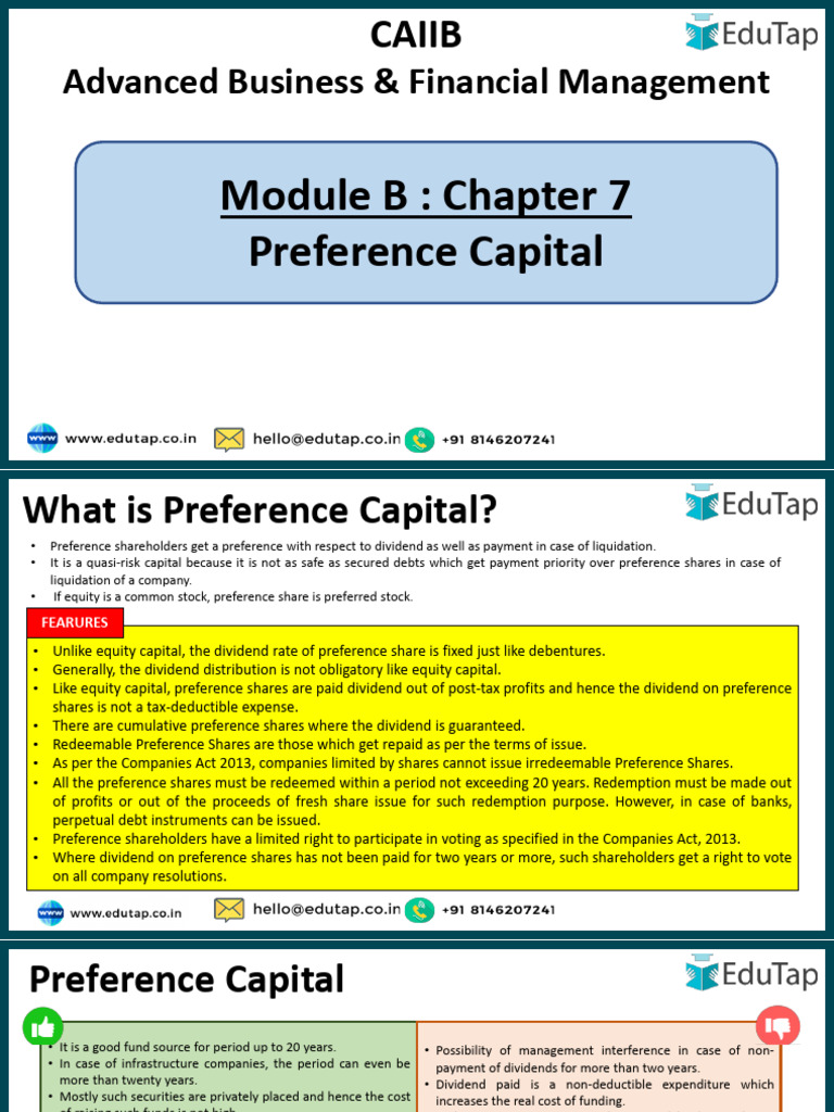 caiib-abfm-preference-capital | PDF | Preferred Stock | Dividend