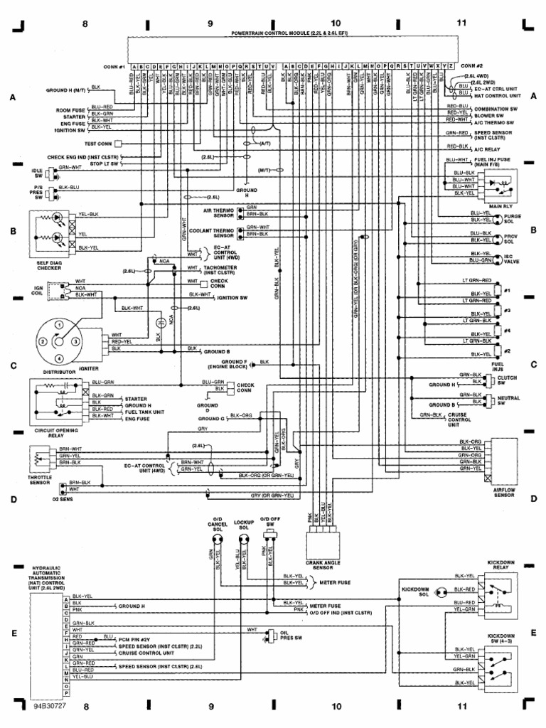 1993 WIRING DIAGRAMS Mazda Powertrain Control Module (2.2L & 2.6L EFI ...