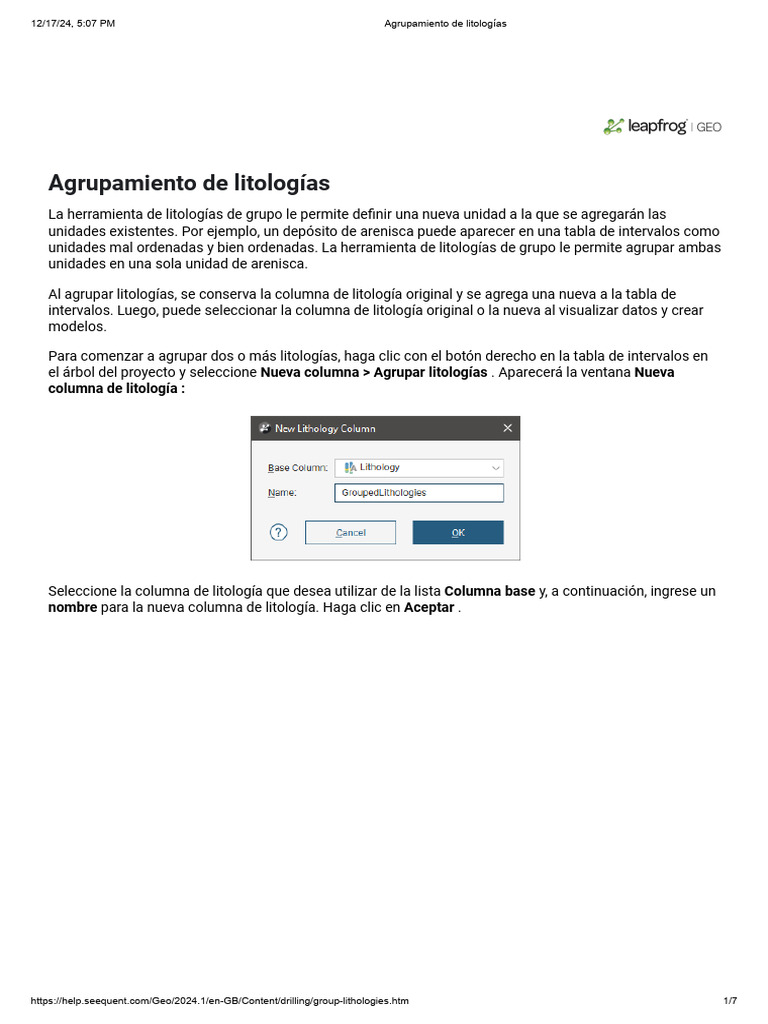 Agrupamiento de Litologías | PDF