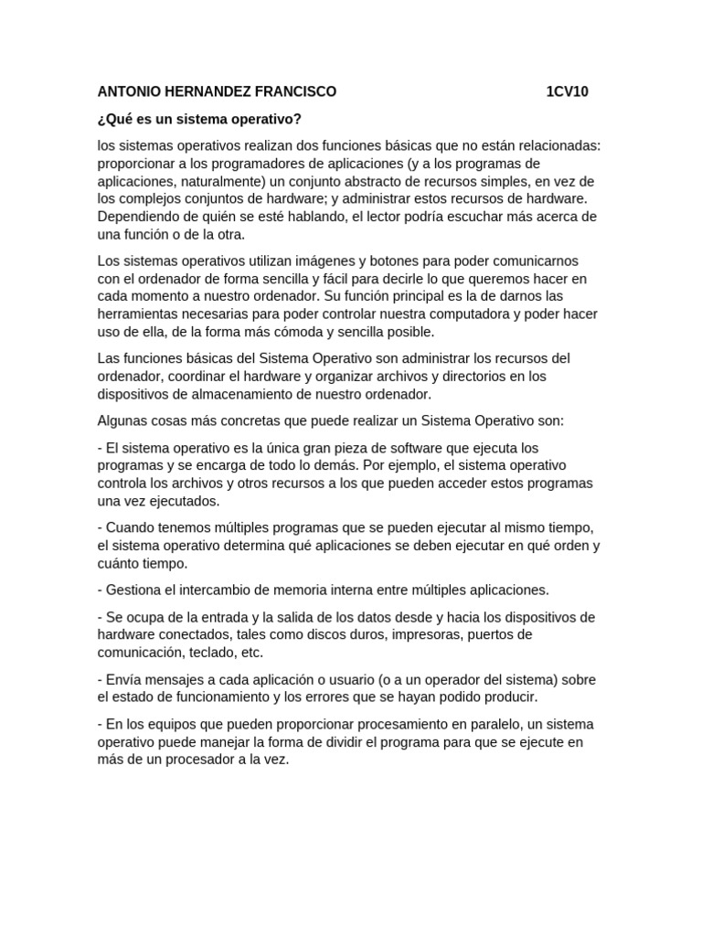 Antonio Hernandez Francisco - Sistemas Operativos | PDF | Sistema operativo | Kernel (sistema ...