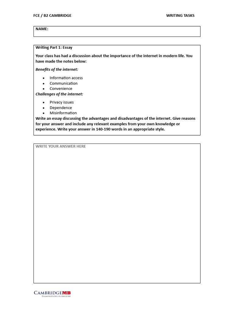FCE Writing Task Guidelines and Samples | PDF
