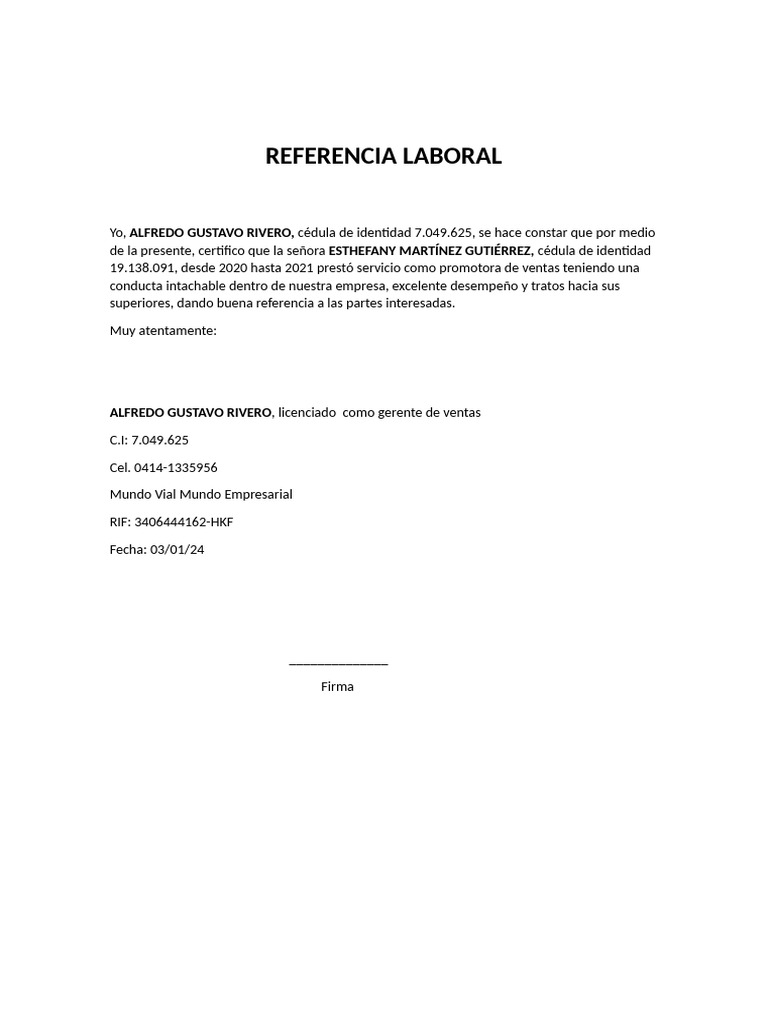 Referencia Laboral | PDF