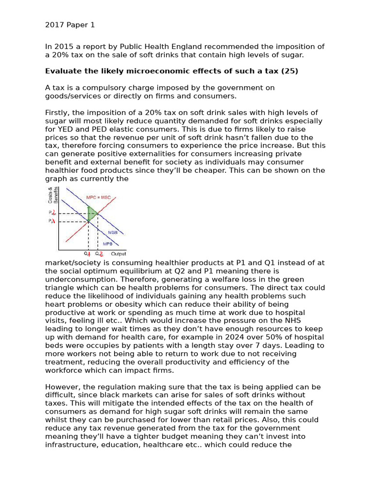 2017 Micro 25 Marker Model Edexcel Economics A | PDF | Taxes | Demand