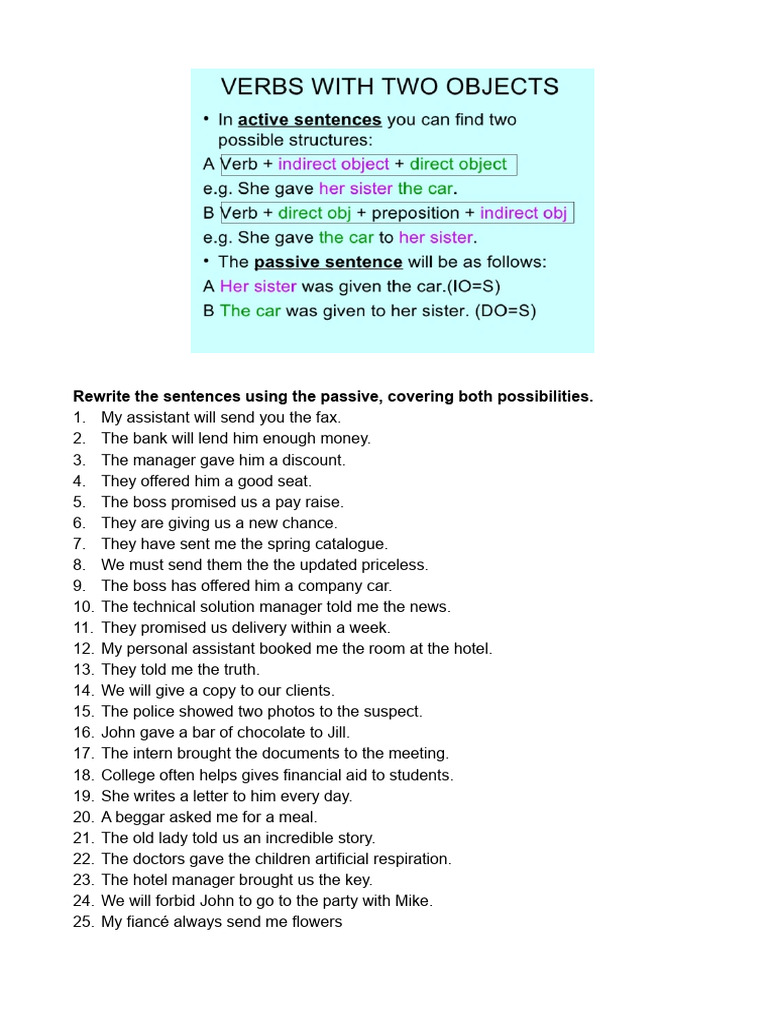 Passive With 2 Objects | PDF