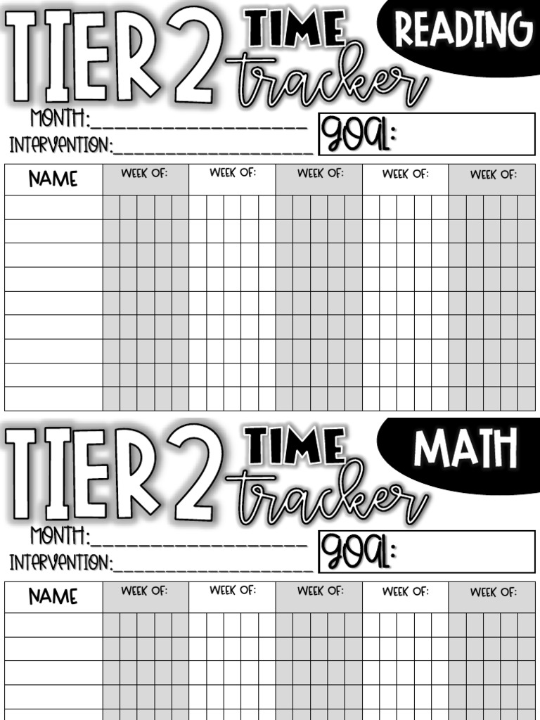 RTI Tier 2 Time Tracker Printable | PDF