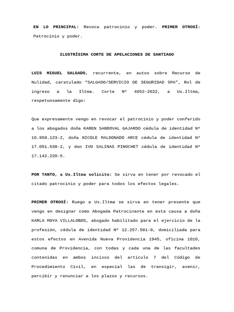 Modelo Escrito Revoca y Confiere Poder | PDF