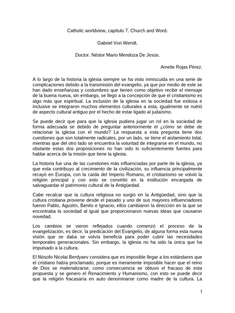 Catholic Worldview | PDF | Iglesia cristiana | Edades medias