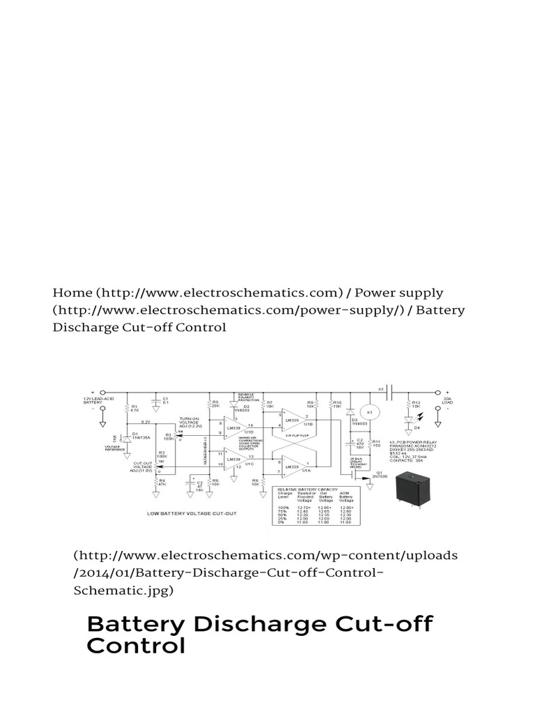 Battery Discharge Cut-Off Control-1 | PDF | Relay | Battery Charger
