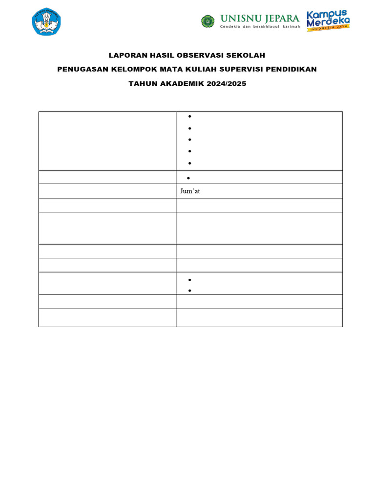 Laporan Hasil Observasi Supervisi Pendidikan | PDF