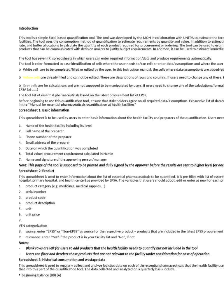 National Pharmaceuticals Quantification Tool for 2018 EFY 15 | PDF | Spreadsheet | Budget