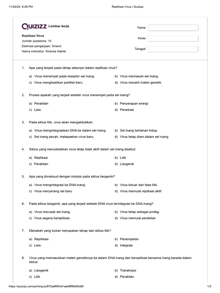Proses dan Tahap Replikasi Virus | PDF