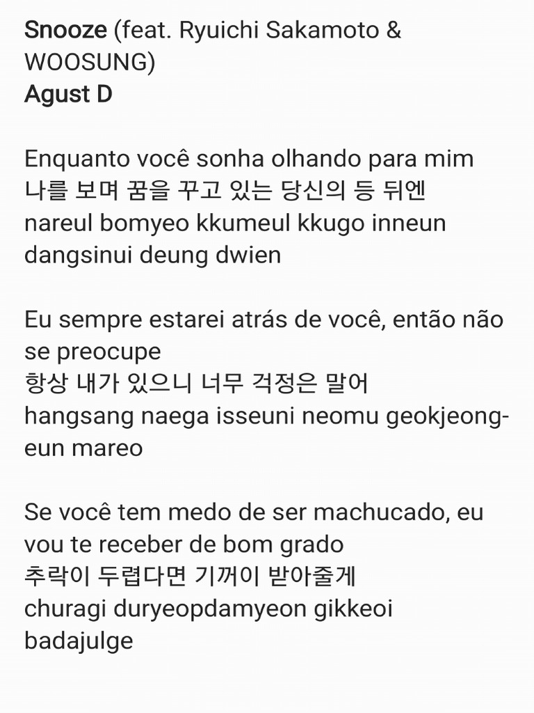 Letra de Snooze - Yoon - 241124 - 122438 | PDF