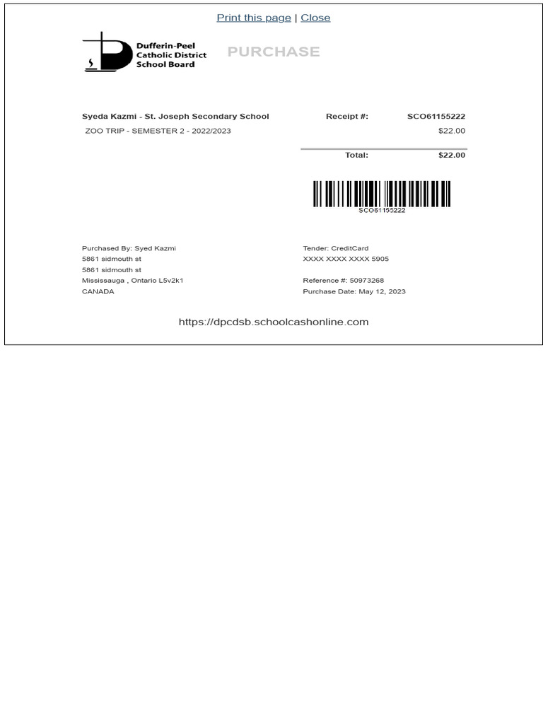 Print Receipts | PDF