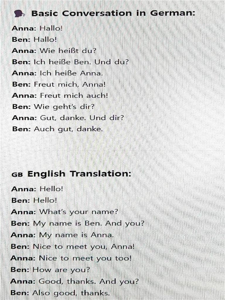 Basic Conversation in German | PDF