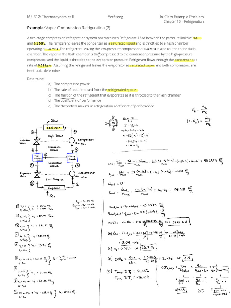 Example Problem Solution Cascade Refrigeration 1 | PDF | Thermodynamic Properties | Building ...
