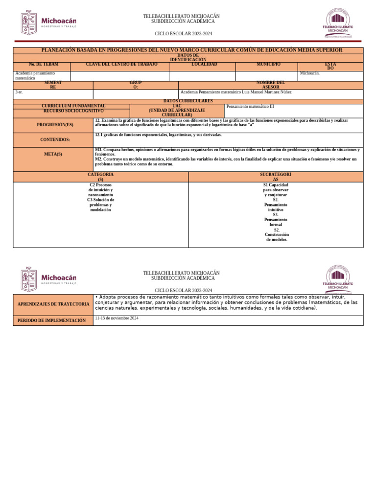 Pensamiento Matematico III Progresion 12, Propiedades de Los Logaritmos | PDF | Logaritmo ...