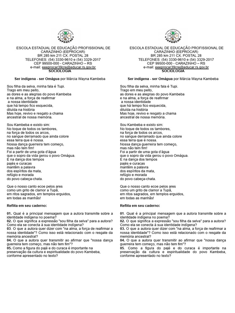 Identidade Kambeba em Poema de Márcia | PDF