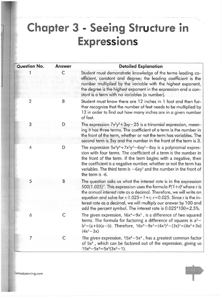 Chapter 3 Answer Key | PDF