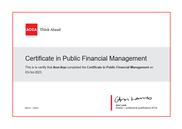 Certificate In Public Financial Management Pdf