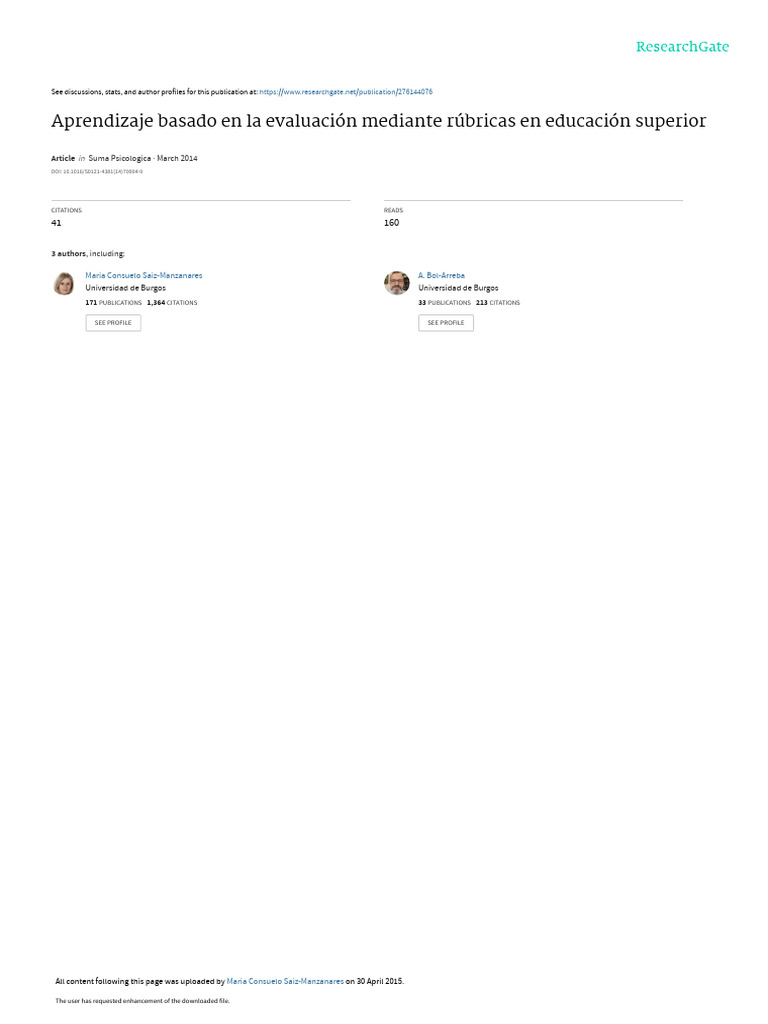 Aprendizaje Basado en La Evaluacion Mediante Rubri | PDF | Evaluación ...