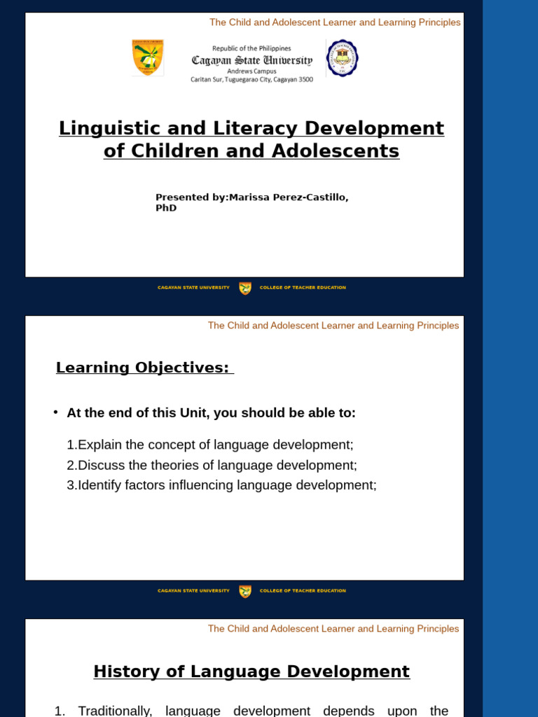Linguistic and Literacy Development of Children and Adolescents | PDF | Language Development ...