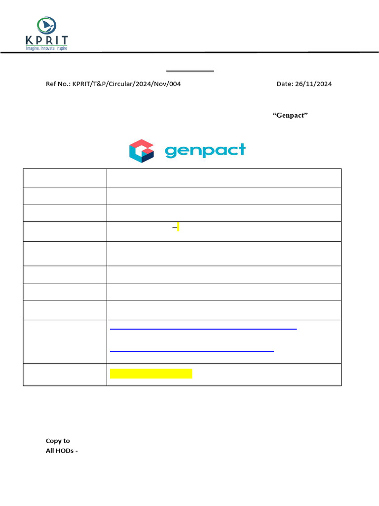 Circular - KPRIT2024 - Nov04 - Genpact | PDF