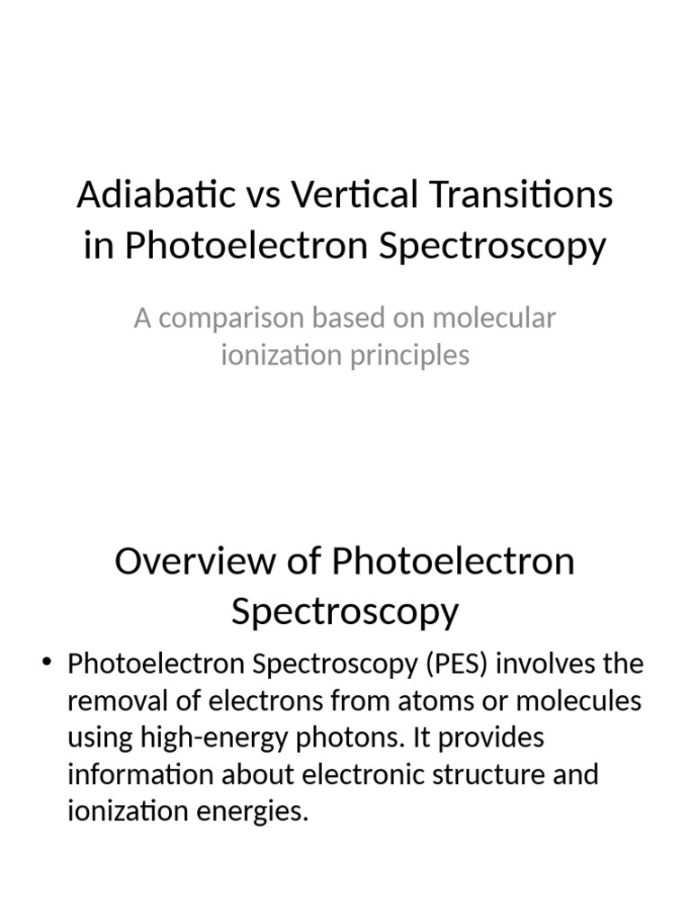 Adiabatic vs Vertical Transitions in PES | PDF