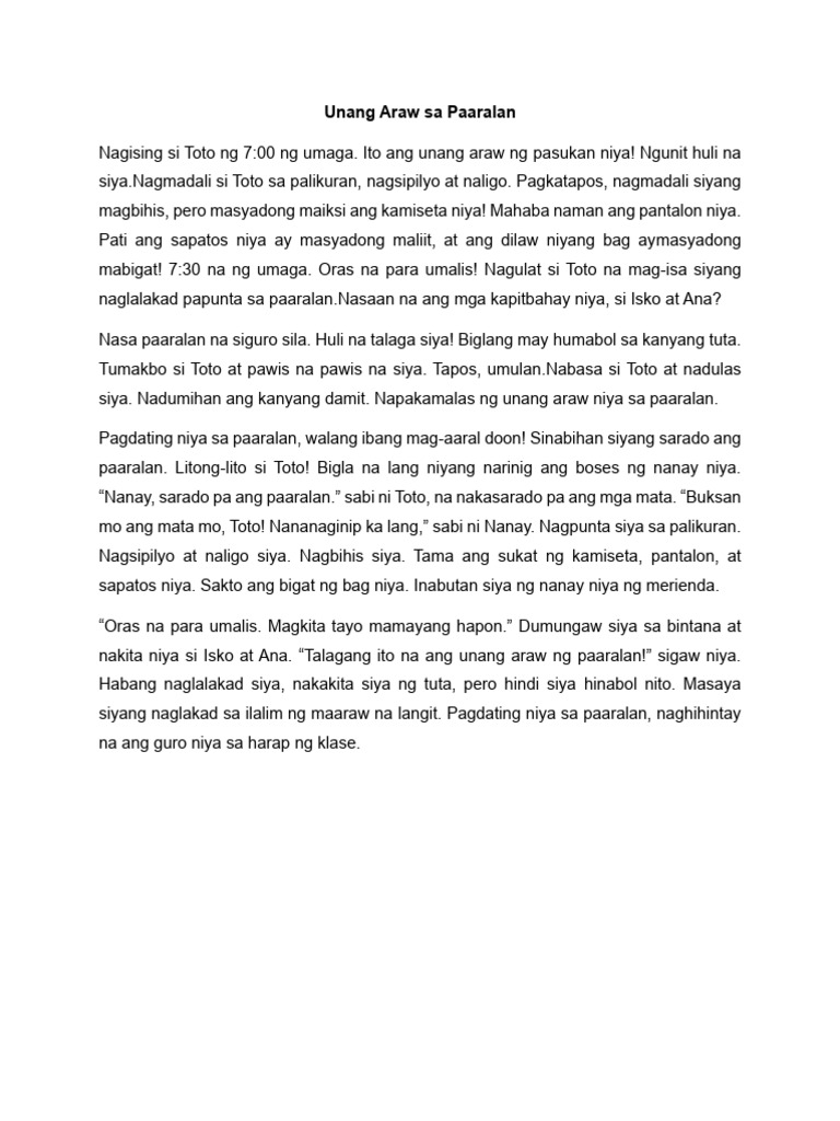 Unang Araw Sa Paaralan | PDF