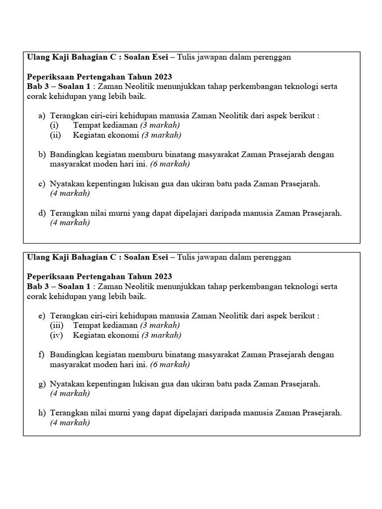 2025 - Ulang Kaji Soalan Esei 2 | PDF