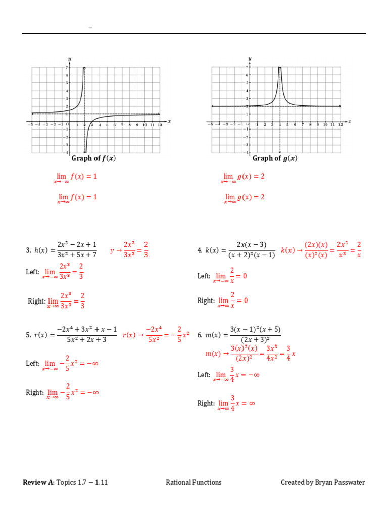 Limit Statements for Rational Functions | PDF | Applied Mathematics ...
