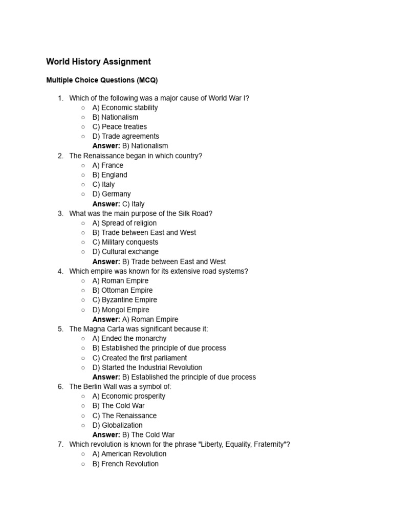World History Assignment | PDF | Due Process | Cold War
