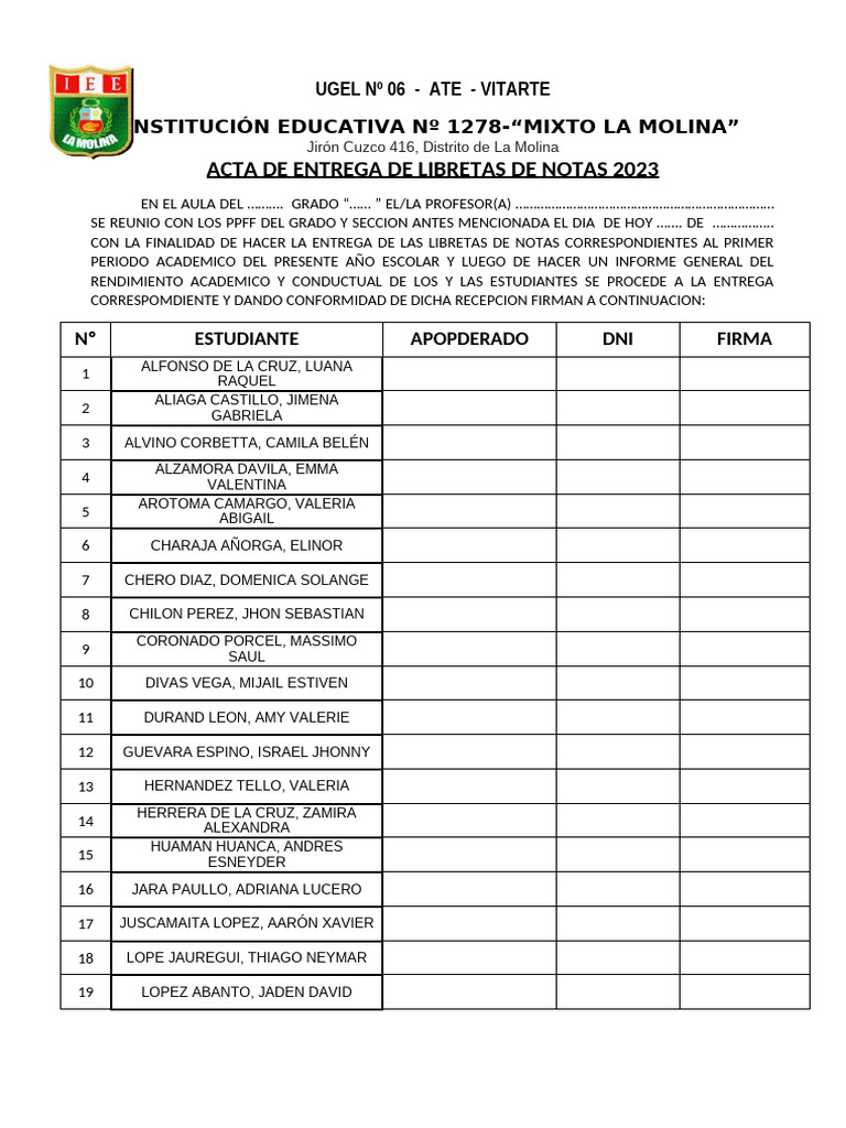 Entrega de Libretas | PDF