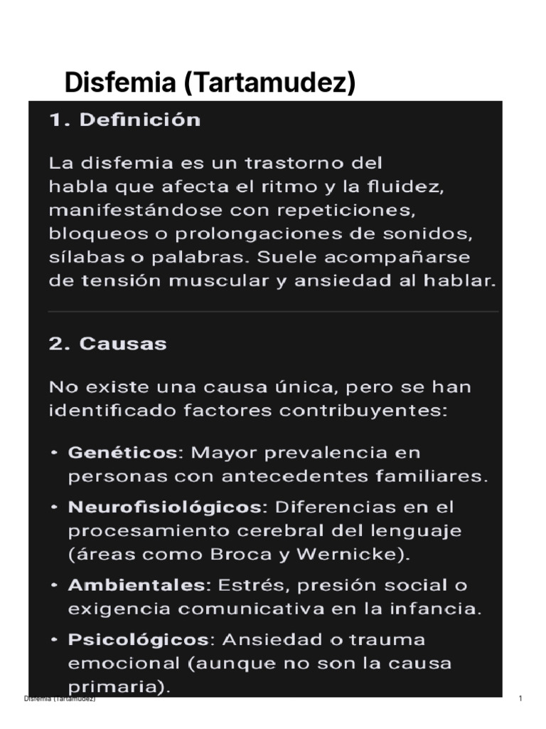 Disfemia (Tartamudez) | PDF