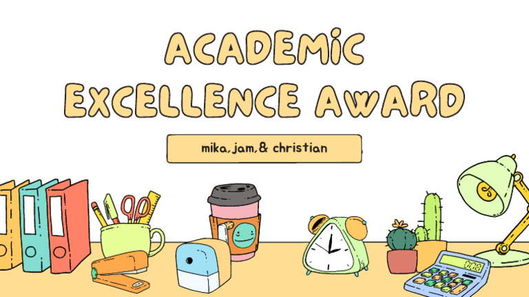 Academic Excellence Award Educational Presentation in White and Yellow ...