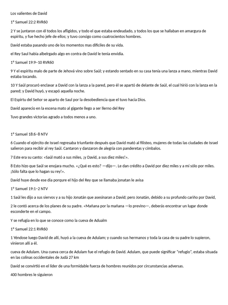 Los Valientes de David: Héroes de Fe | PDF | Saulo | David