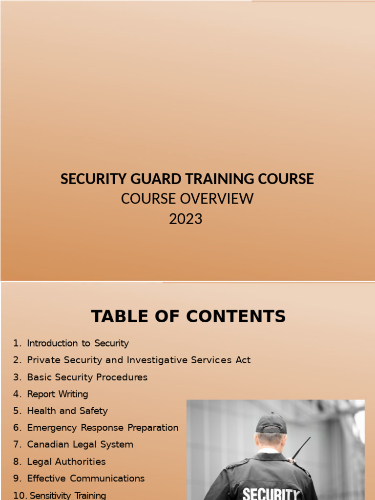 1) Security Guard Training Course PowerPoint | PDF | Closed Circuit ...