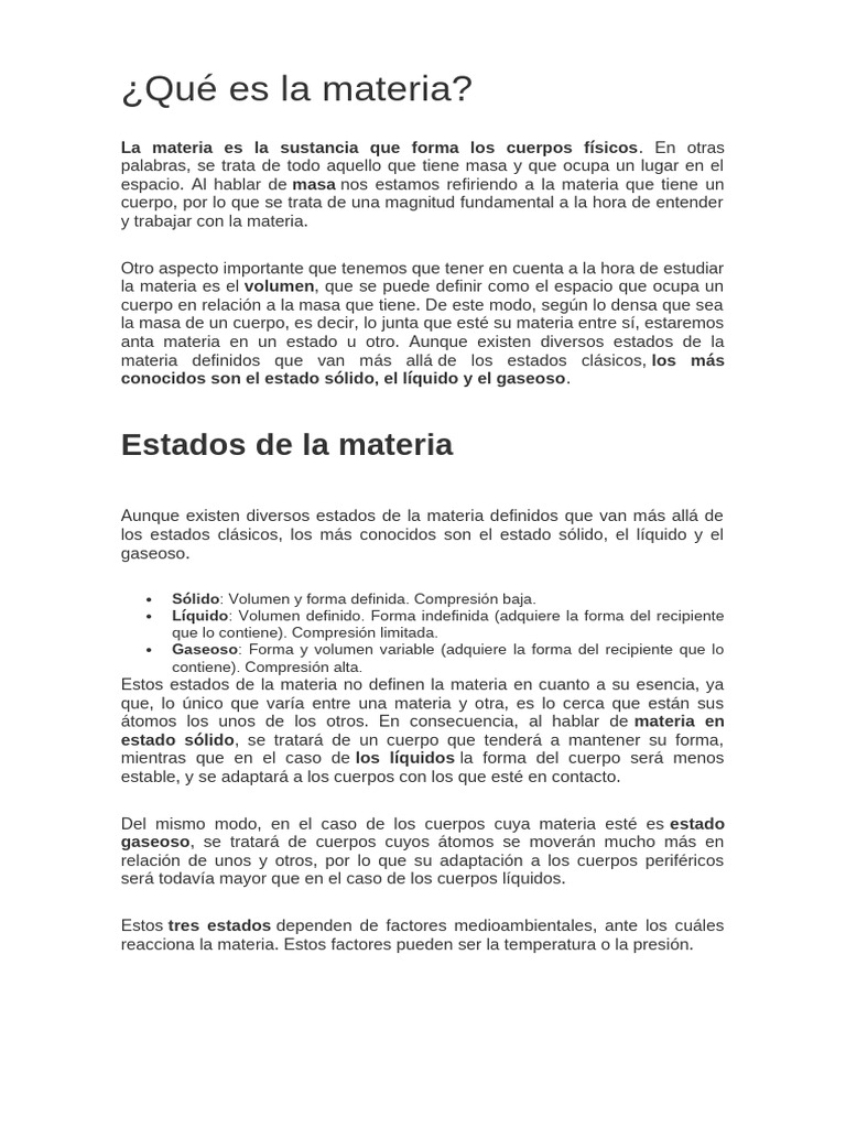 que es la materia | PDF | Importar | Química