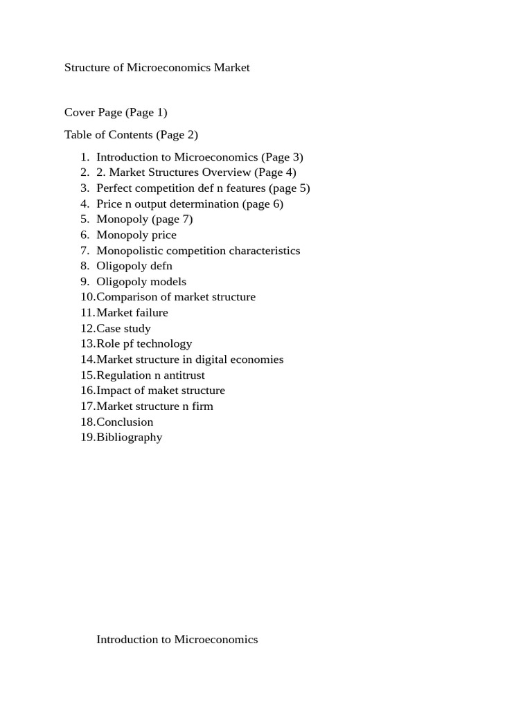 Structure of Microeconomics Market | PDF | Monopoly | Profit (Economics)
