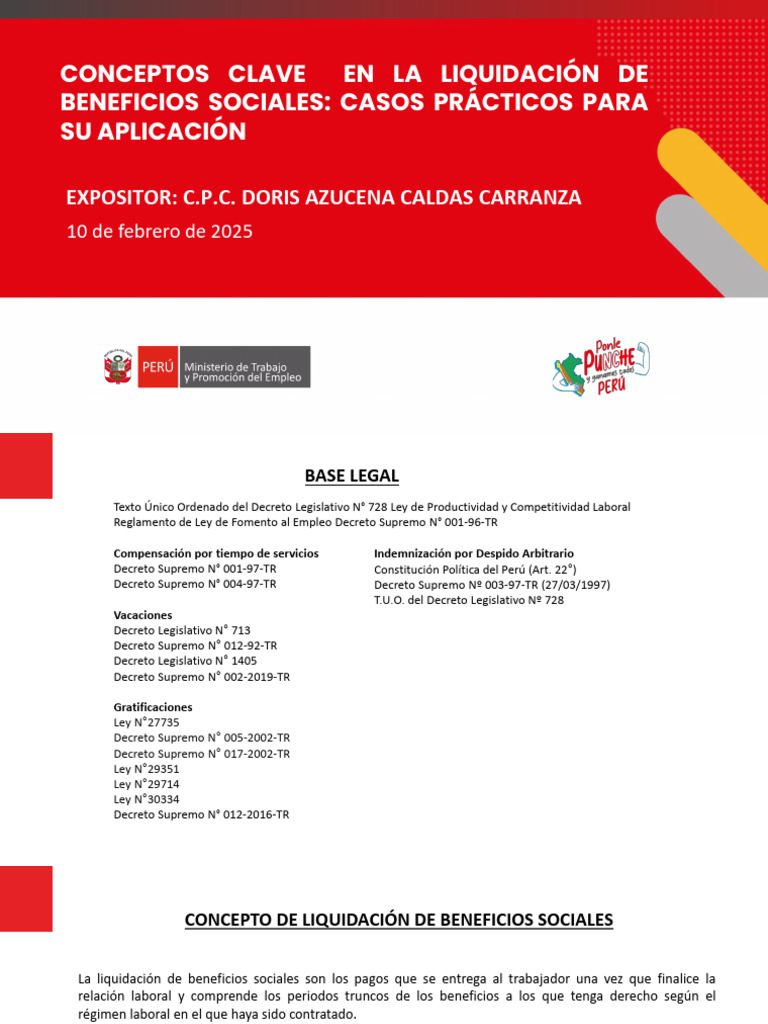 Conceptos Clave en La Liquidación de Beneficios Sociales - Casos Prácticos para Su Aplicación ...