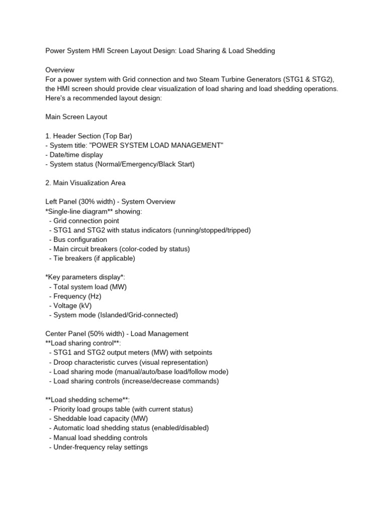 HMI Design for Load Management System | PDF | Electrical Grid ...