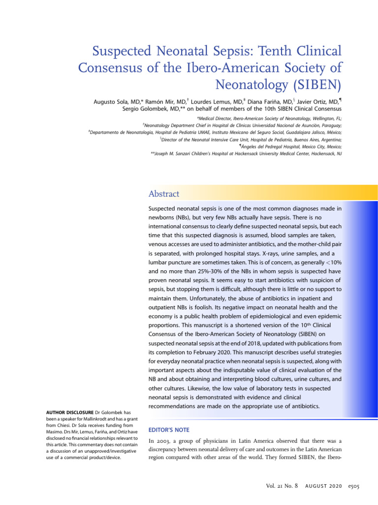 Neonatal Sepsis Consensus Guidelines | PDF | Neonatology | Medical ...