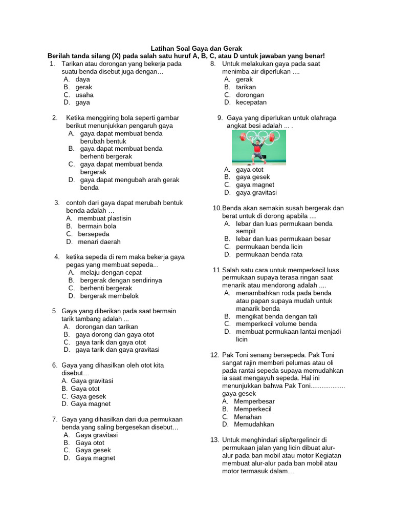 Latihan Soal Gaya Dan Gerak | PDF