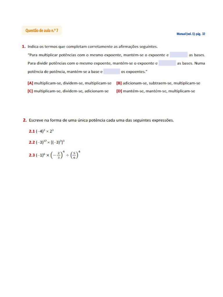 QUESTÃO AULA 7 - Manual Prisma 8º Ano | PDF