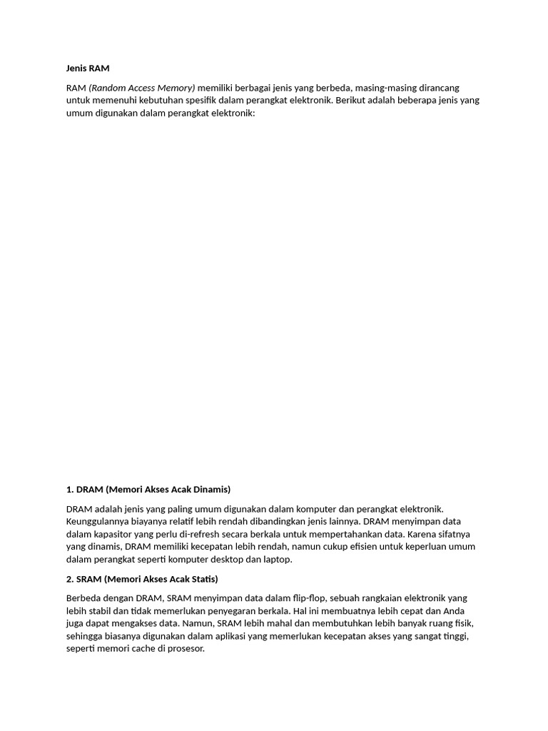 Jenis-Jenis RAM dan Fungsinya | PDF