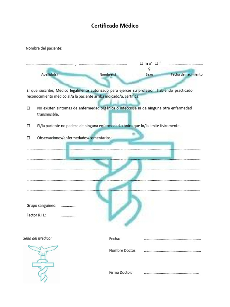 Certificado Medico Word | PDF