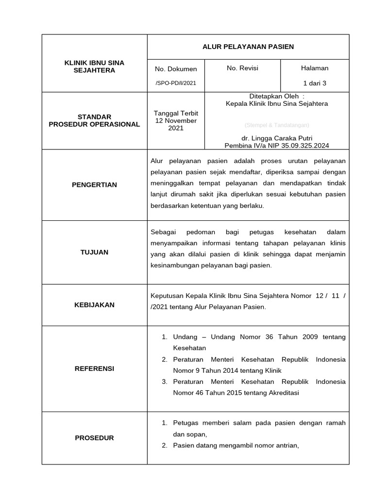 Sop Alur Pelayanan Fix | PDF
