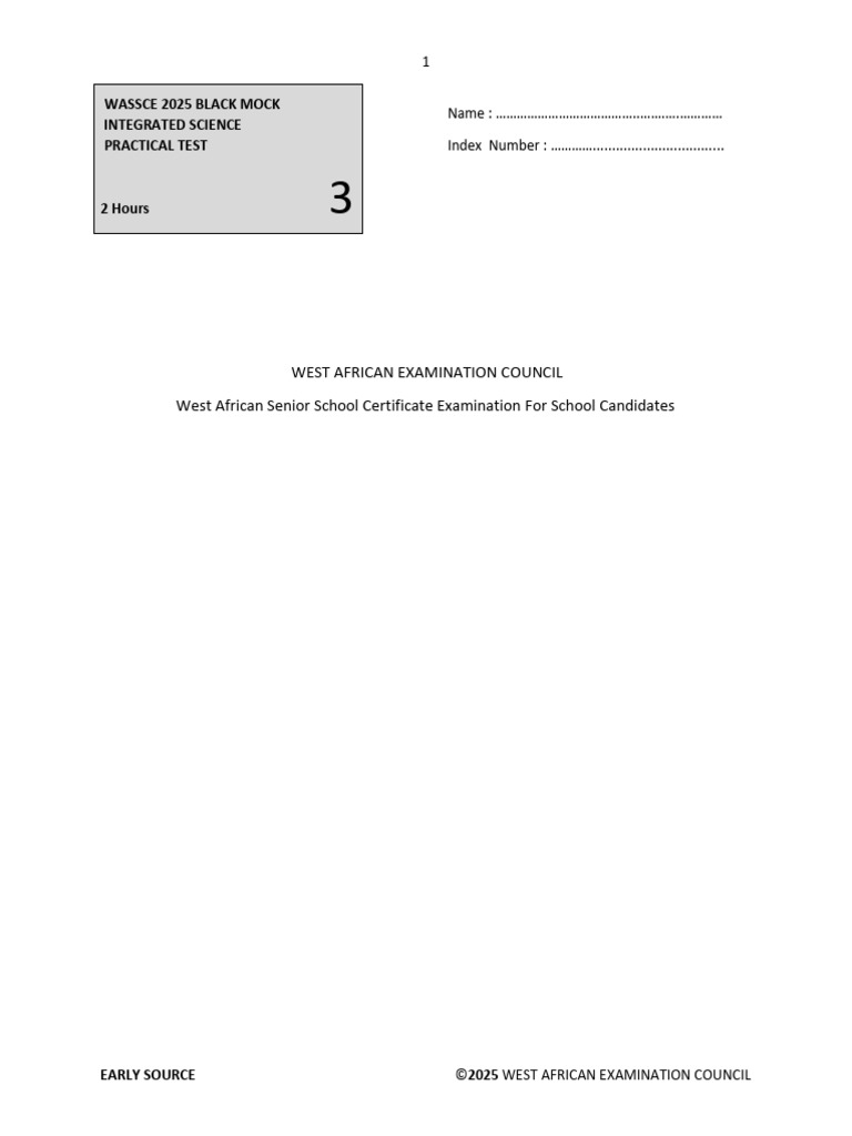 Wassce 2025 Int Science Practical Black Mock | PDF | Electricity